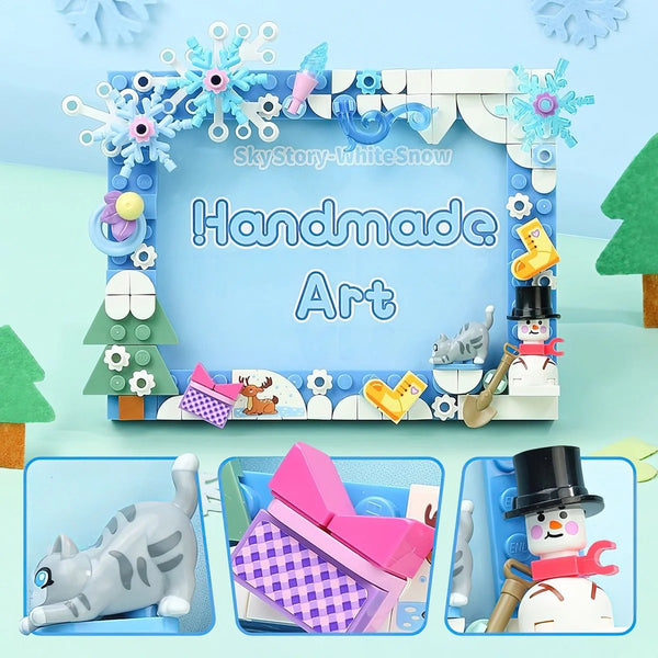 White Snow Photo Frame Construction Playset 123-Pieces – Gift Ocean